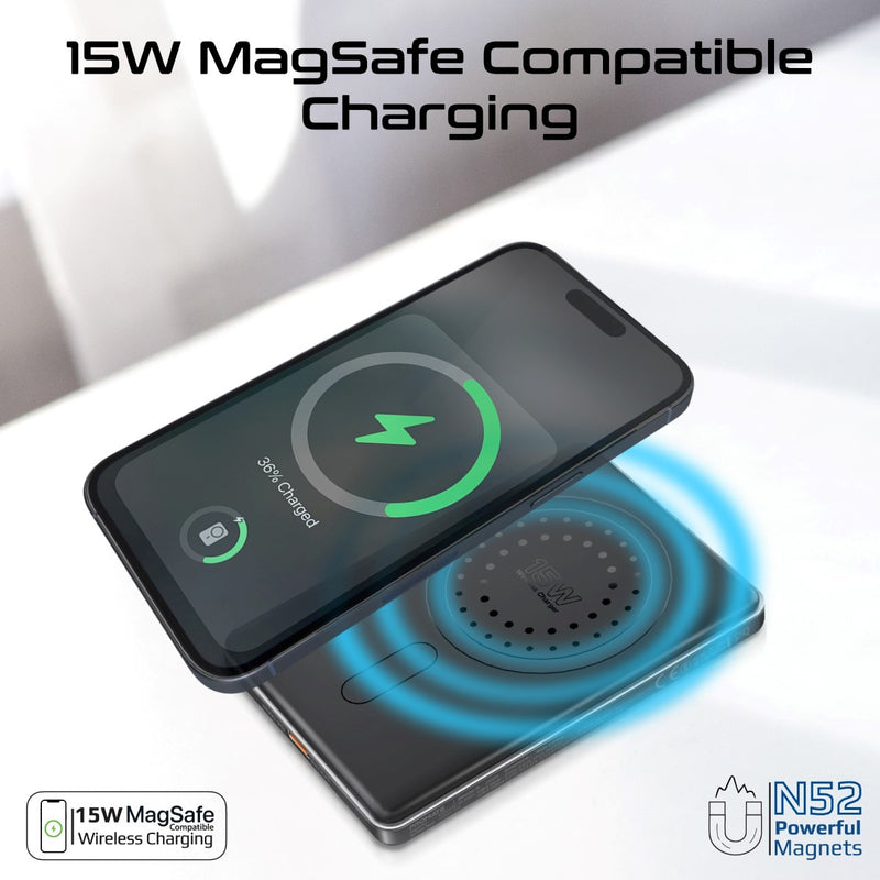 Ultra-Slim Aluminum Crafted MagSafe Compatible Wireless Charging Power ...