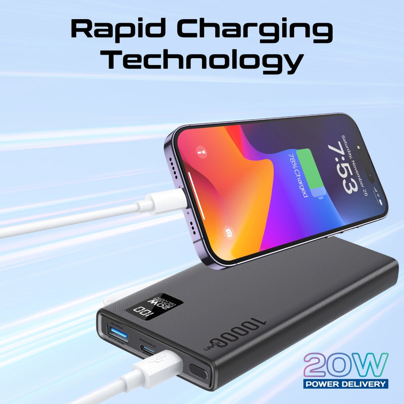 Compact Smart Charging Power Bank with 20W PD Dual USB-C and 22.5W USB ...