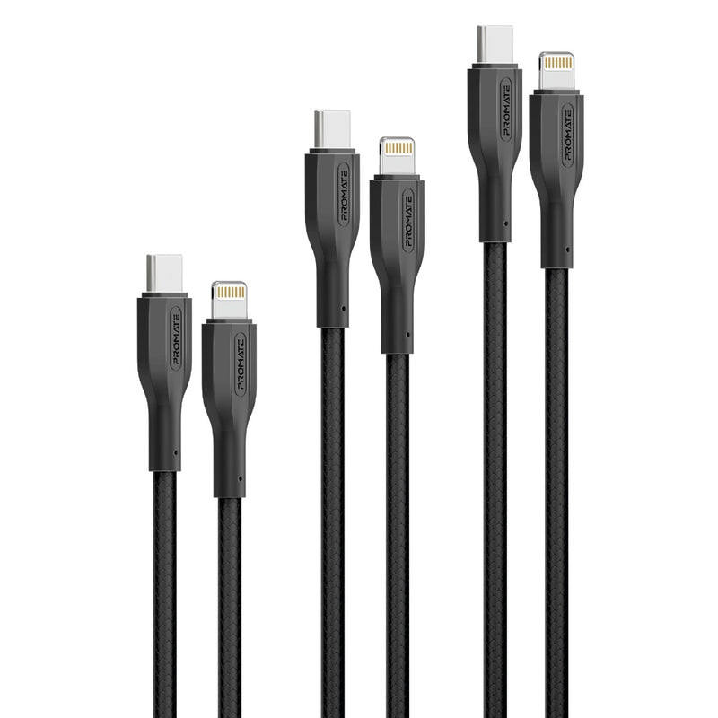 3Pcs High Tensile Strength 27W USB-C to Lightning Cable Kit – Promate ...