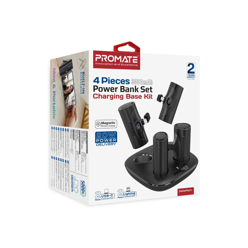 Ultra-Compact 4-Piece Fast Charging Power Bank Kit with In-Built USB-C ...