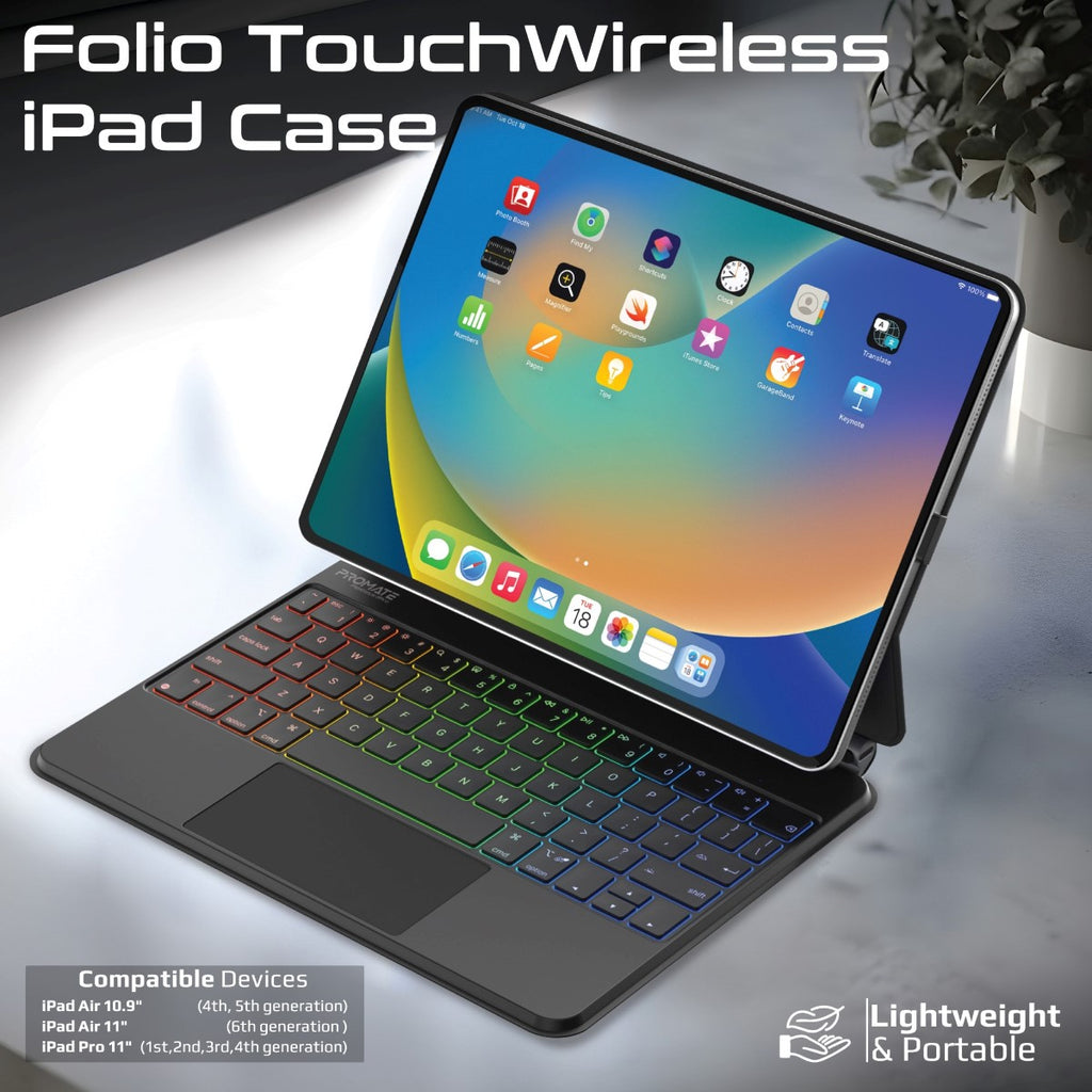 Folio Touch Wireless iPad Keyboard Case with Backlight and Smart Conne ...