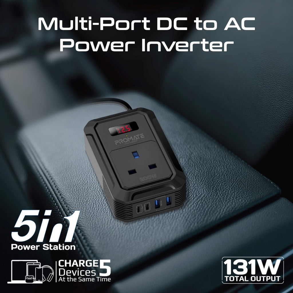 Multi-Port DC to AC Power Inverter with 200W AC Socket – Promate ...