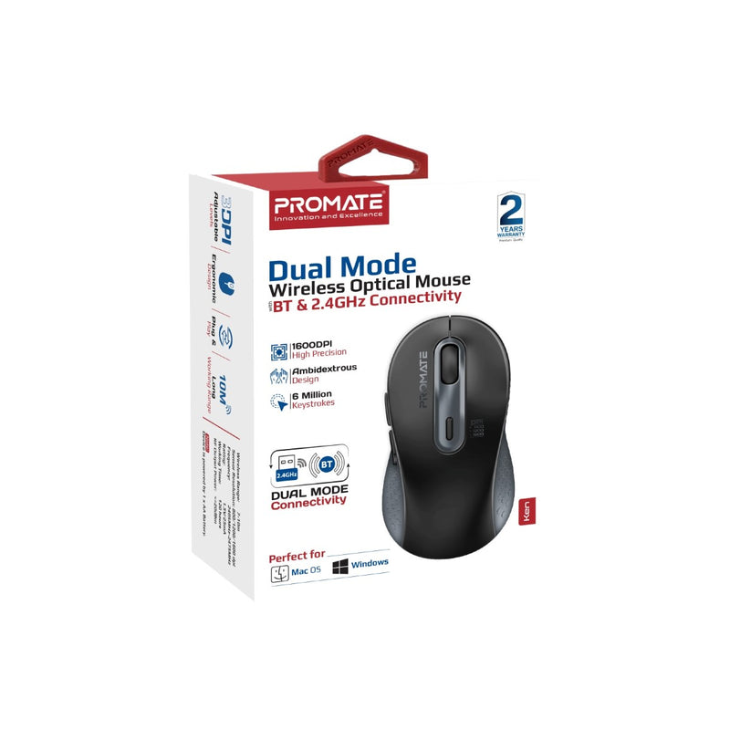 Dual Mode Wireless Optical Mouse with BT & RF Connectivity – Promate ...