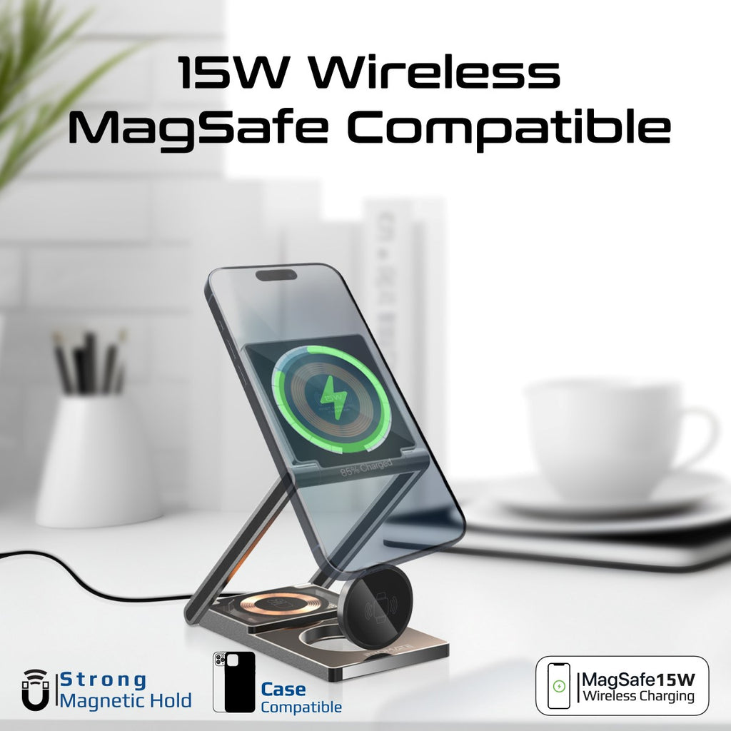 Ultra-Slim Transparent Foldable 15W MagSafe Compatible Wireless Chargi ...