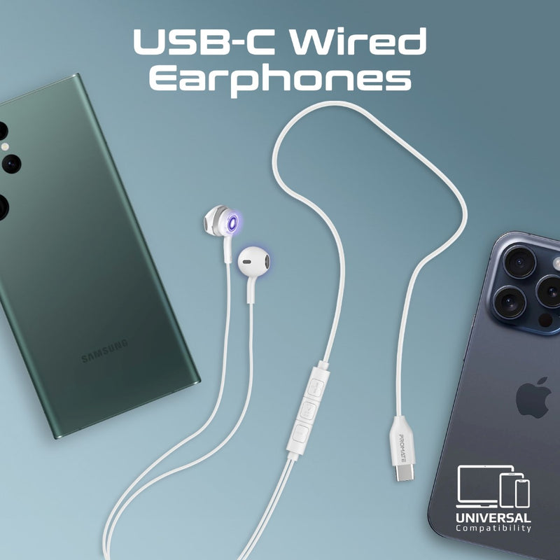 LumiSound™ Transparent Stereo USB-C Wired RGB Earphones – Promate ...
