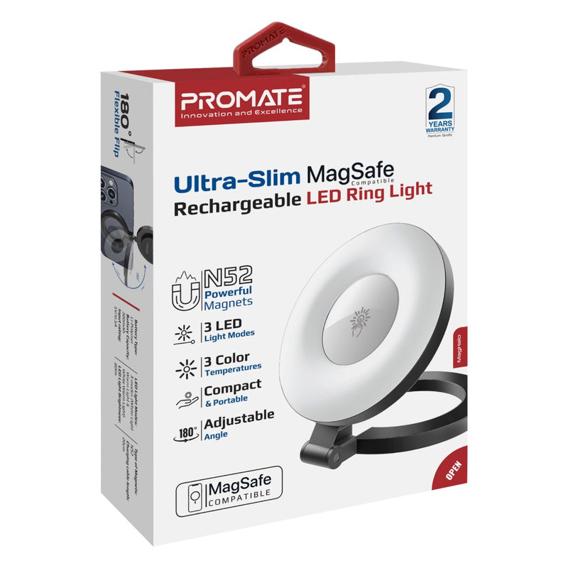 Ultra-Slim MagSafe Compatible Rechargeable LED Ring Light – Promate ...