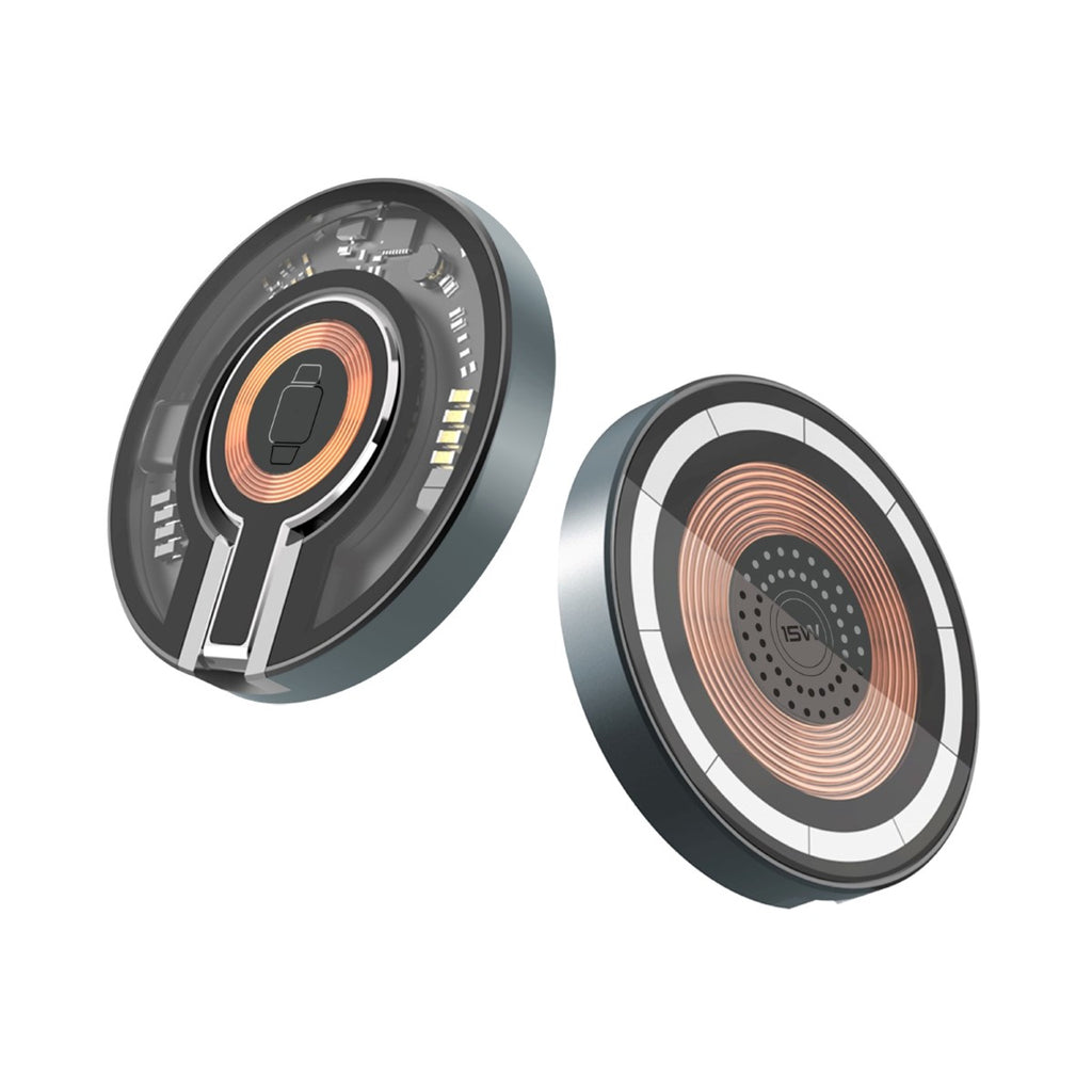 2-in-1 Transparent 15W MagSafe Compatible Charger with 3W Foldable App ...