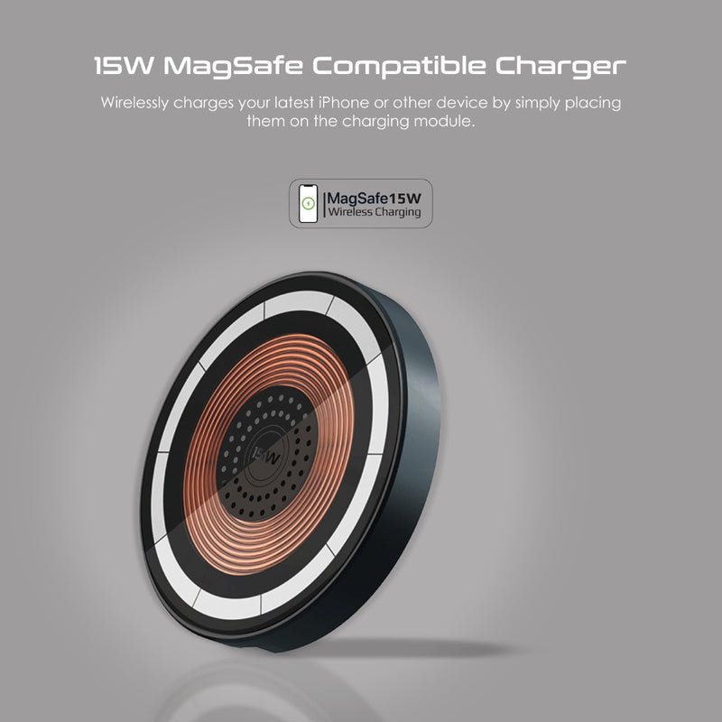 2-in-1 Transparent 15W MagSafe Compatible Charger with 3W Foldable App ...