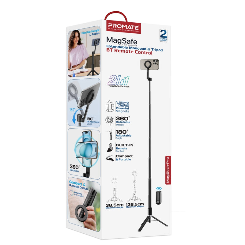 MagSafe Compatible Extendable Monopod & Tripod Stand with Remote Contr ...