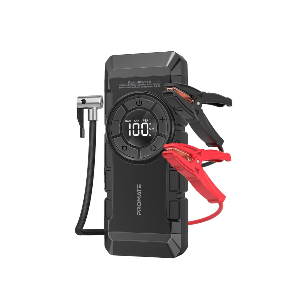 2000A/12V High-Capacity Jump Starter Power Bank with Air Compressor ...
