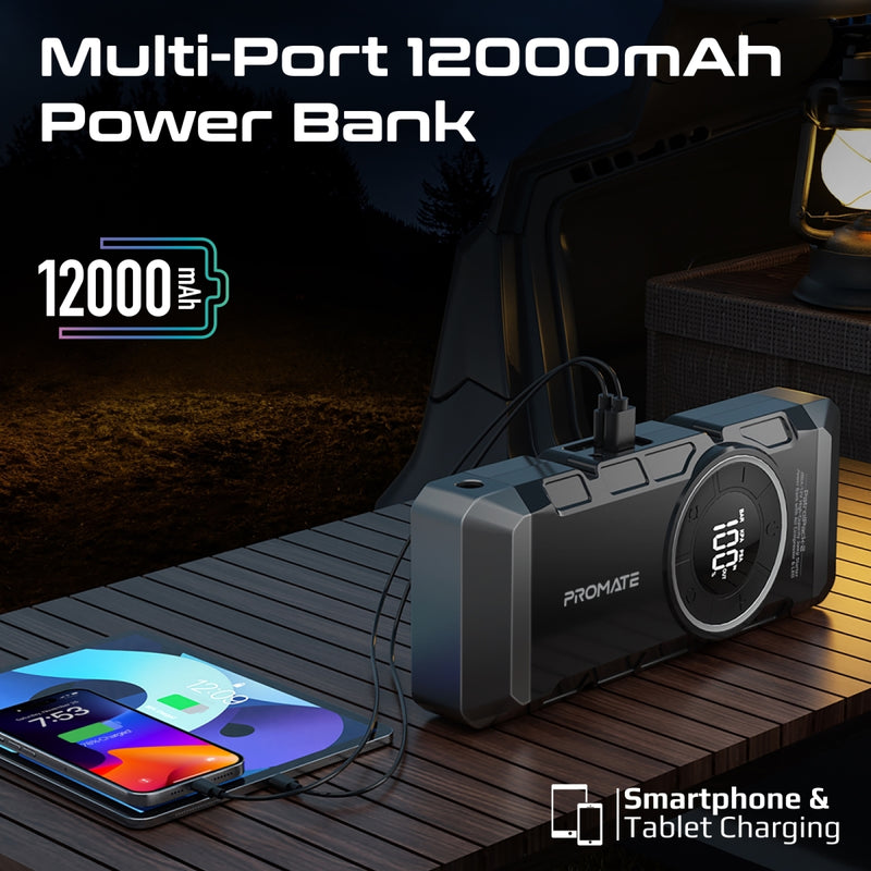 2000A/12V High-Capacity Jump Starter Power Bank with Air Compressor ...