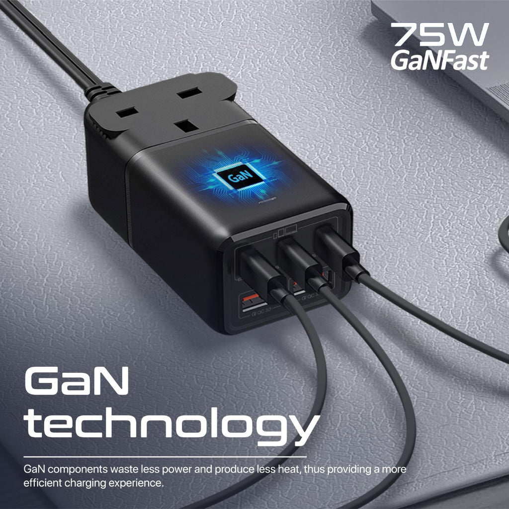 75W GaNFast Multi-Port Power Strip with AC Socket – Promate Technologies