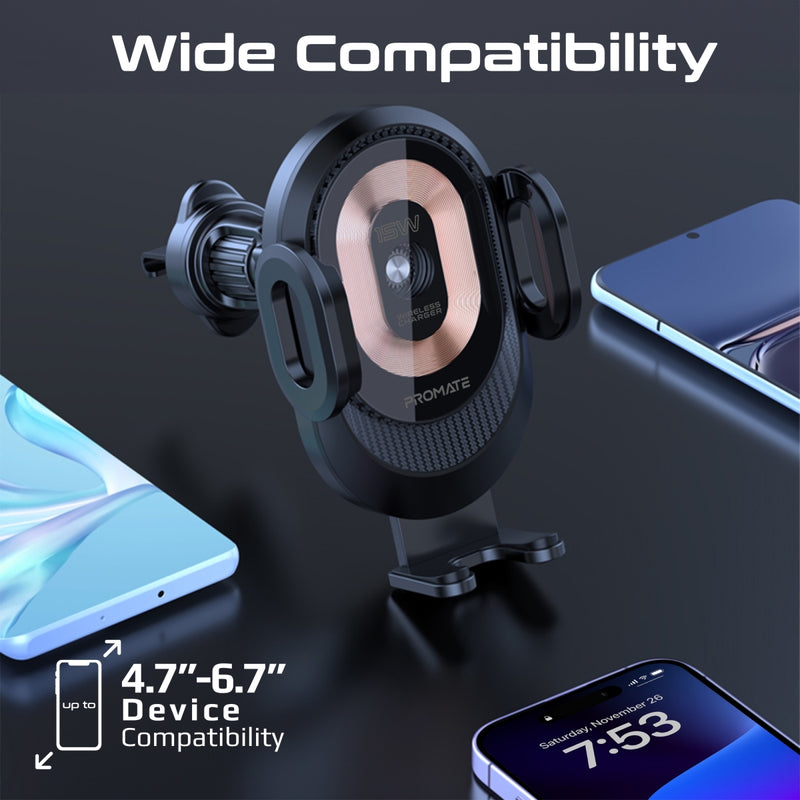 15W Transparent Auto Clamping Car Wireless Charging Mount – Promate ...