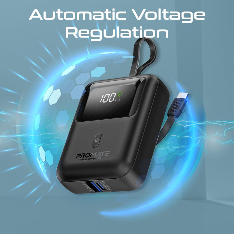 Ultra Compact 35W SuperSpeed™ Power Bank with Built-In USB-C Cable ...