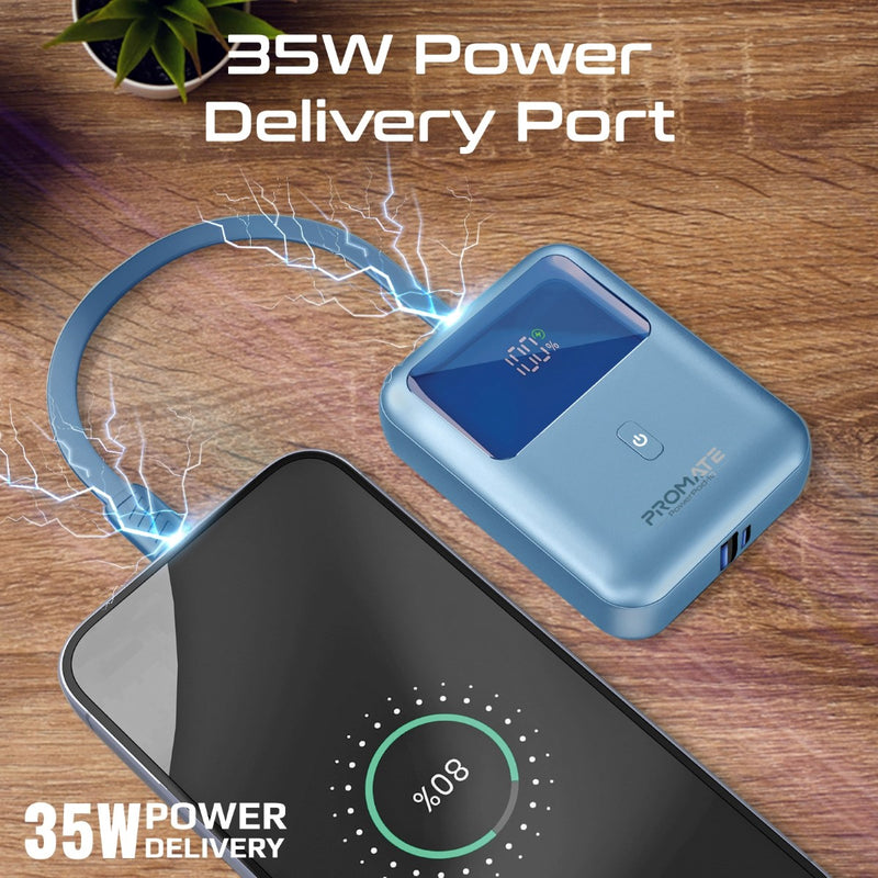 Ultra Compact 35W SuperSpeed™ Power Bank with Built-In USB-C Cable ...