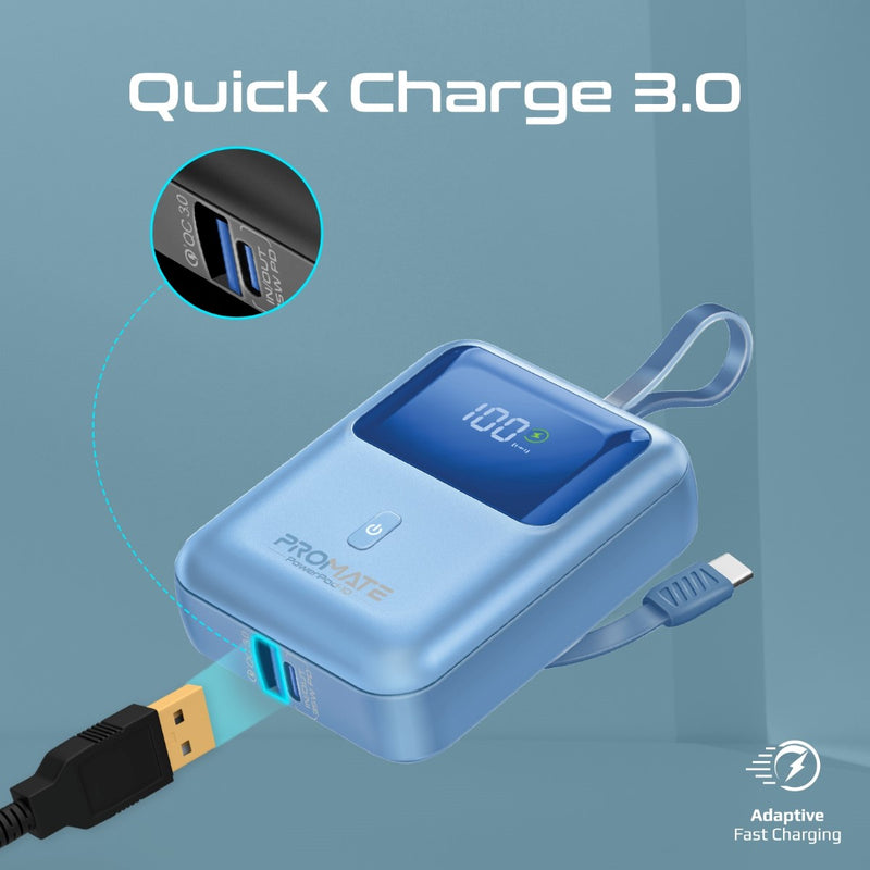 Ultra Compact 35W SuperSpeed™ Power Bank with Built-In USB-C Cable ...