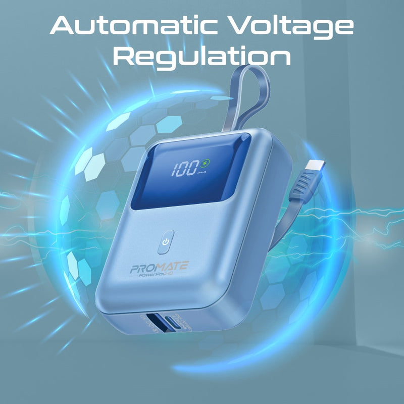 Ultra Compact 35W SuperSpeed™ Power Bank with Built-In USB-C Cable ...