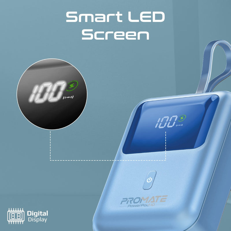 Ultra Compact 35W SuperSpeed™ Power Bank with Built-In USB-C Cable ...