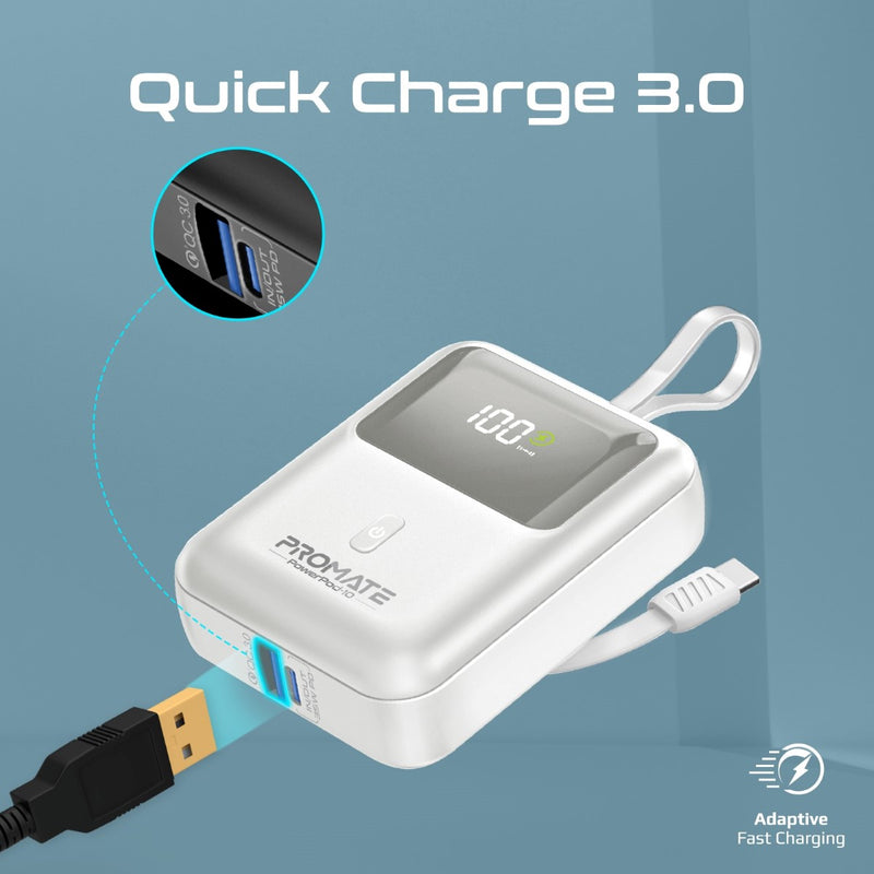 Ultra Compact 35W SuperSpeed™ Power Bank with Built-In USB-C Cable ...
