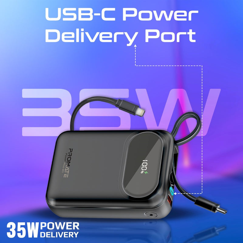 Ultra Compact 35W SuperSpeed™ Power Bank with Built-In USB-C & Lightni ...