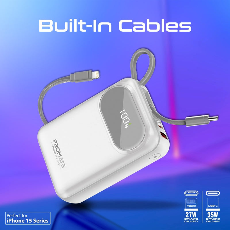 Ultra Compact 35W SuperSpeed™ Power Bank with Built-In USB-C & Lightni ...