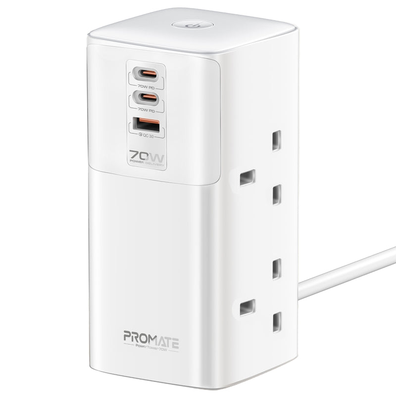 70W Multi-Port Charging Station with Quad AC Sockets – Promate Technologies