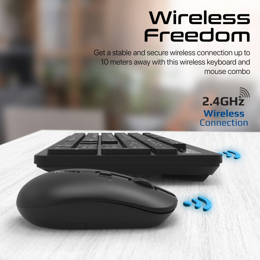Sleek Profile Full-Size Wireless Keyboard and Mouse – Promate Technologies