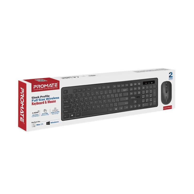 Sleek Profile Full-Size Wireless Keyboard and Mouse – Promate Technologies