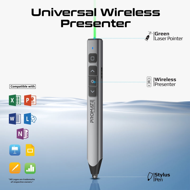 Universal Intuitive Wireless Presenter with Stylus Pen – Promate Technologies