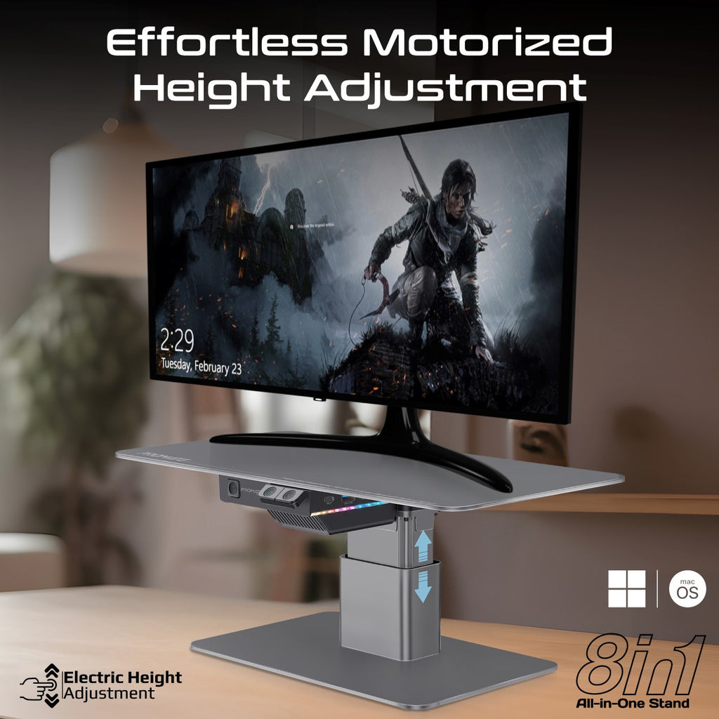 Motorized Ergonomic Monitor & Laptop Stand with Built-In USB Hub ...