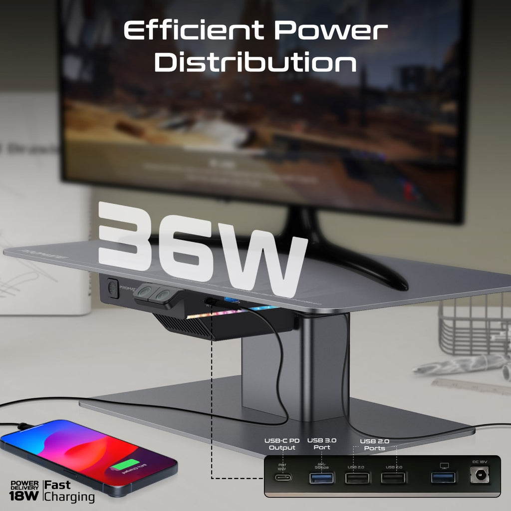 Motorized Ergonomic Monitor & Laptop Stand with Built-In USB Hub ...