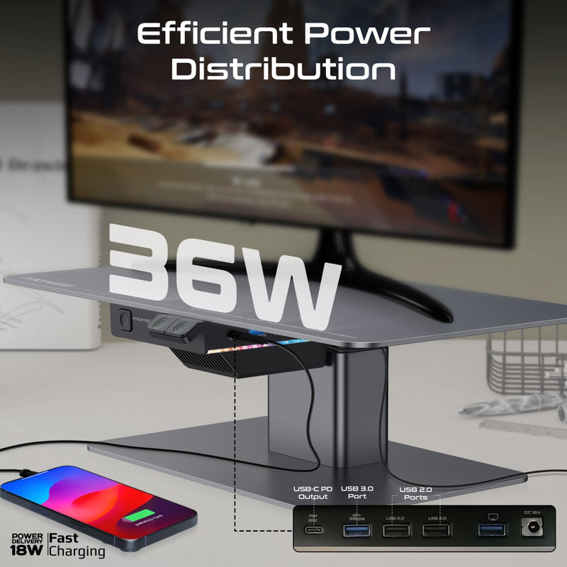 Motorized Ergonomic Monitor & Laptop Stand with Built-In USB Hub ...