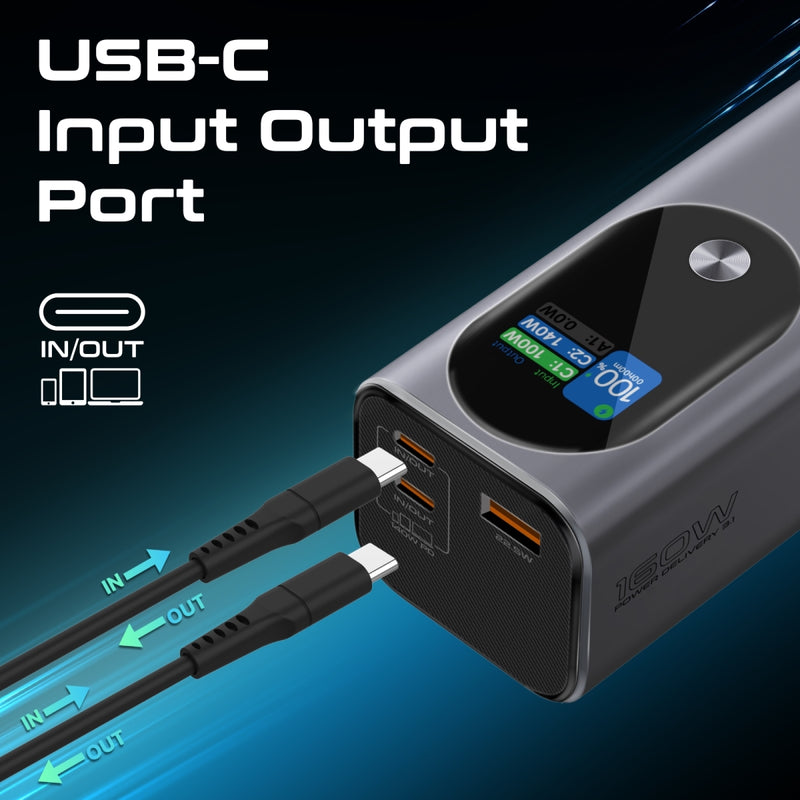 Ultra-Compact 160W Multi-Port PD 3.1 Power Bank with TFT LCD Screen ...