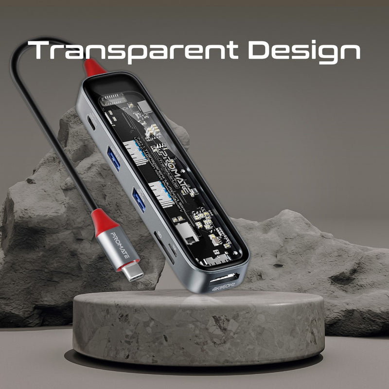 7-in 1 Transparent Multiport Slim USB-C Hub with 100W Power Delivery ...