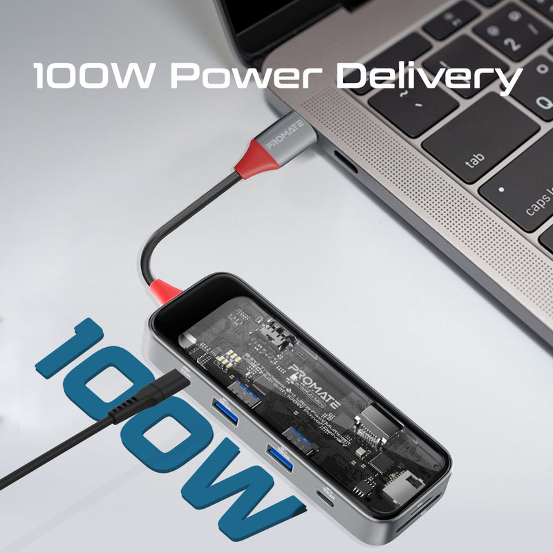 8-in 1 Transparent Ultra-Fast Multiport USB-C Hub with 100W Power Deli ...