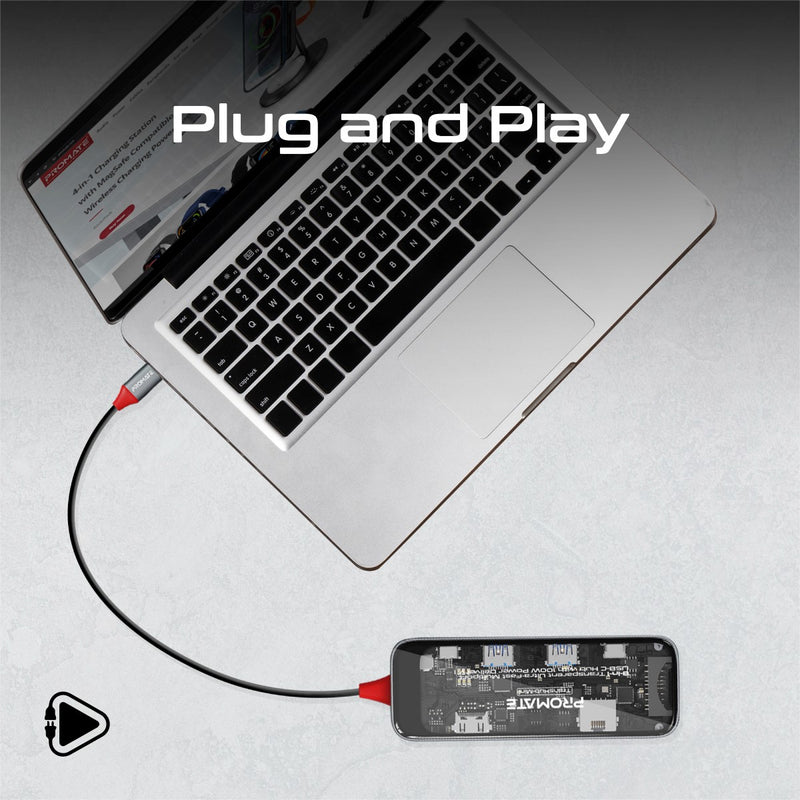 8-in 1 Transparent Ultra-Fast Multiport USB-C Hub with 100W Power Deli – Promate Technologies