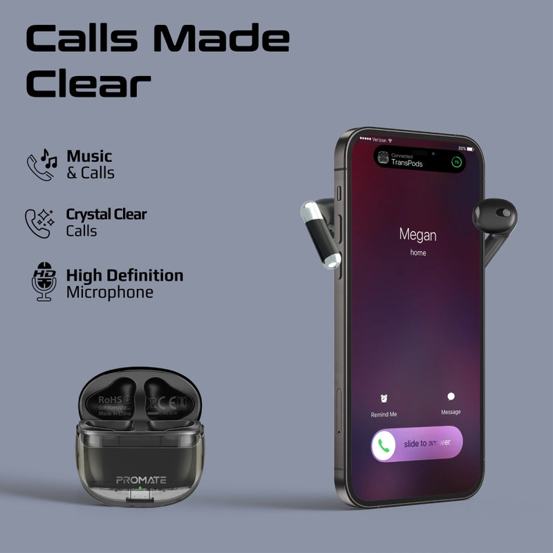High Definition Transparent TWS Earbuds with IntelliTouch – Promate ...