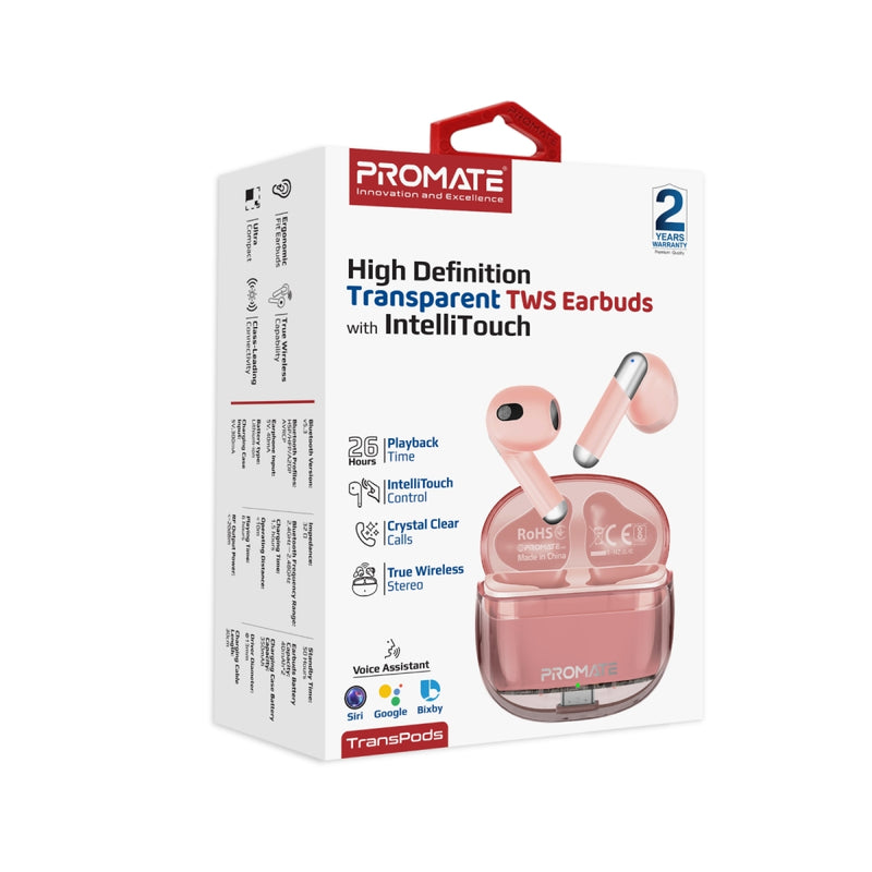 High Definition Transparent TWS Earbuds with IntelliTouch – Promate ...