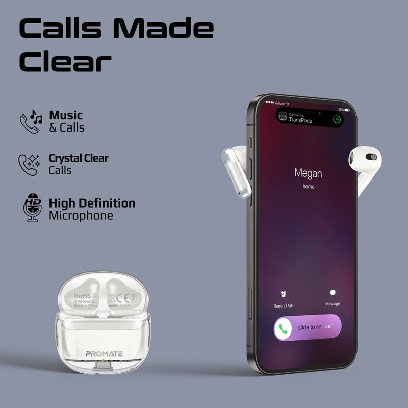 High Definition Transparent TWS Earbuds with IntelliTouch – Promate ...