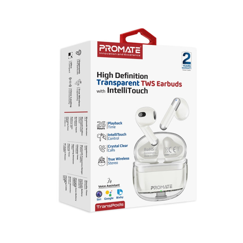 High Definition Transparent TWS Earbuds with IntelliTouch – Promate ...