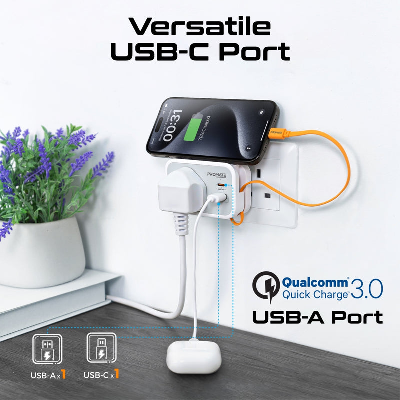Multi-Function AC Socket Charger with Built-In 20W PD USB-C Cable ...