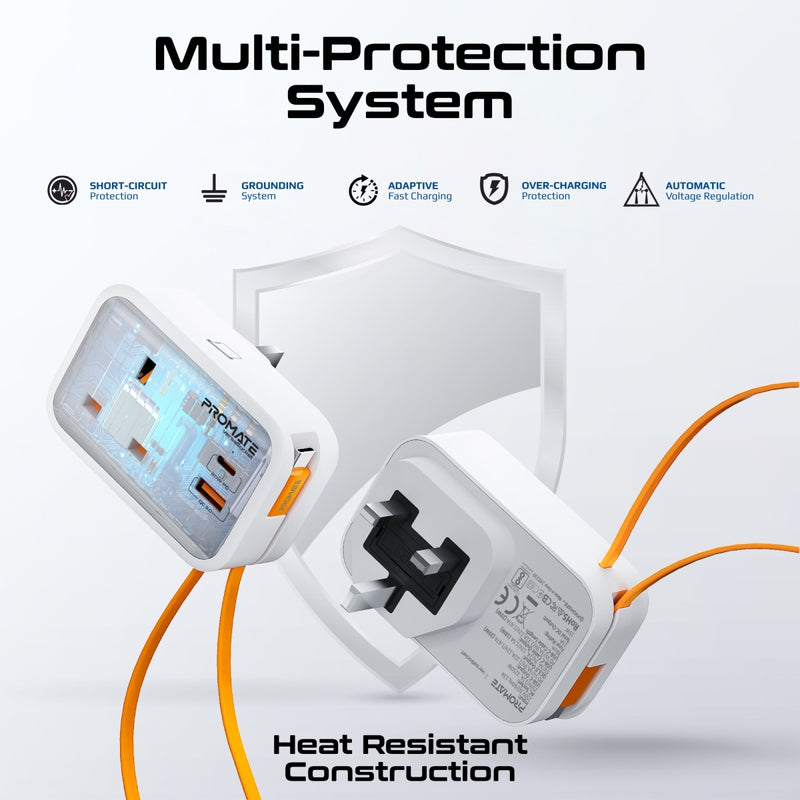 Multi-Function AC Socket Charger with Built-In 20W PD USB-C Cable ...