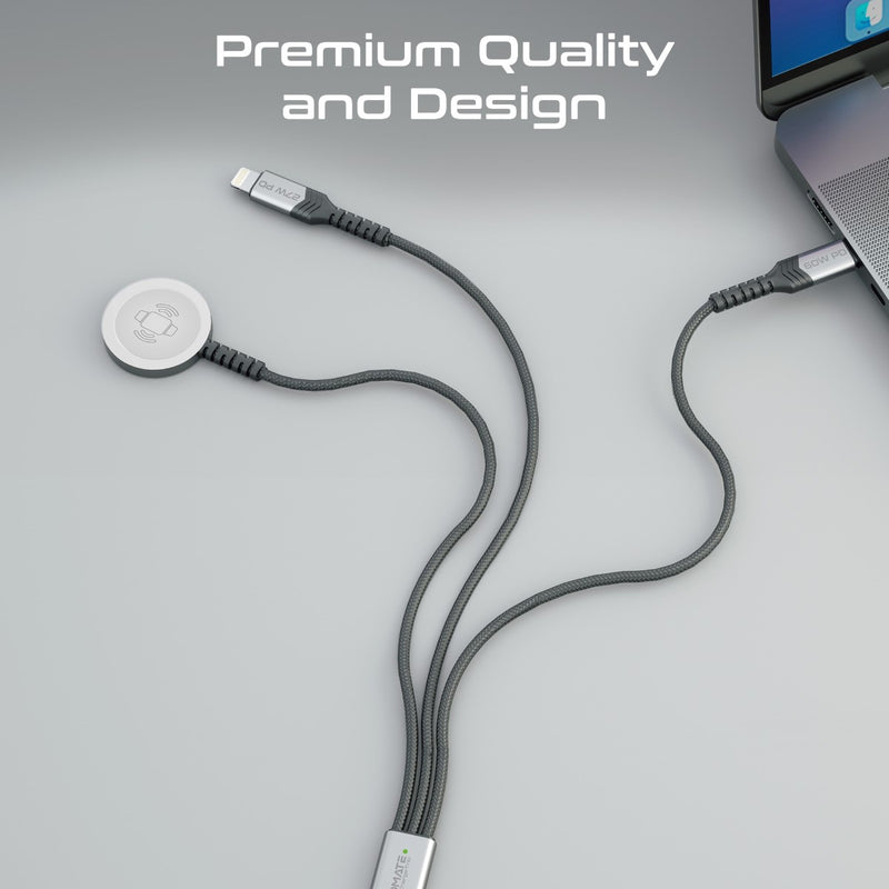 5-in-1 Multi-Connector Cable for Charging & Data Transfer with Apple W ...