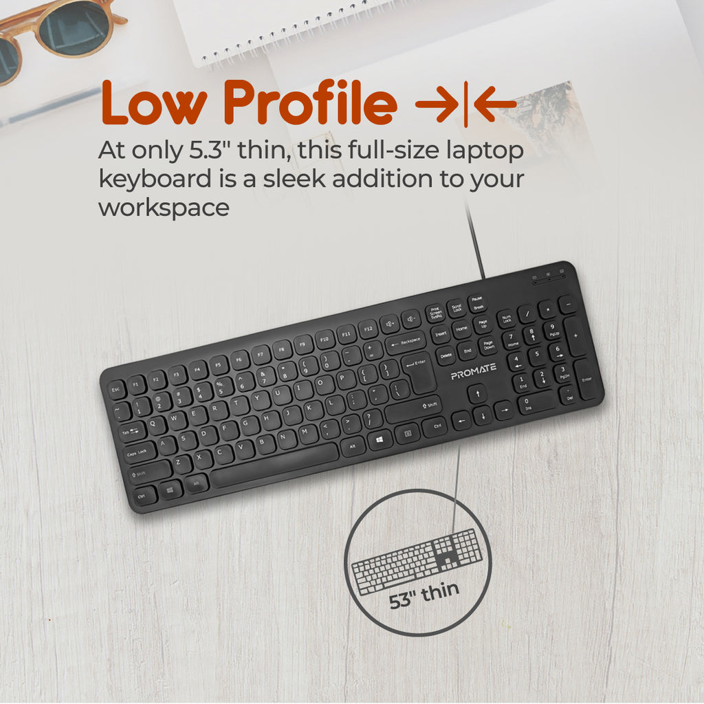 Quiet Key Wired Compact KeyBoard & Mouse – Promate Technologies
