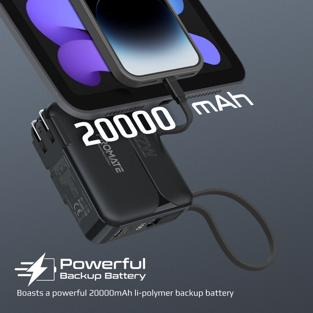Ultra-compact 20000mAh Fast Charging Power Bank with AC Charger ...
