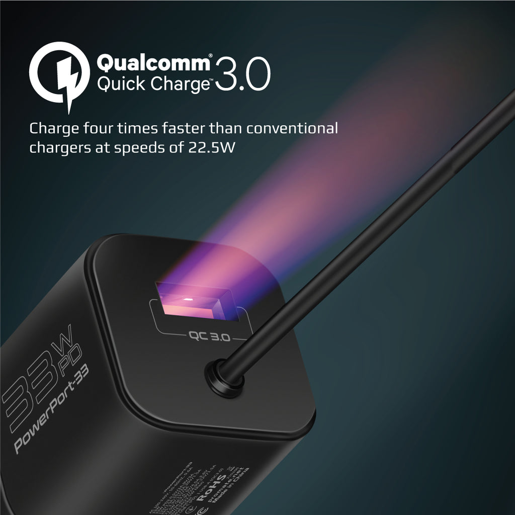 33W Super Speed Wall Charger with Quick Charge 3.0 & USB-C Power Deliv ...