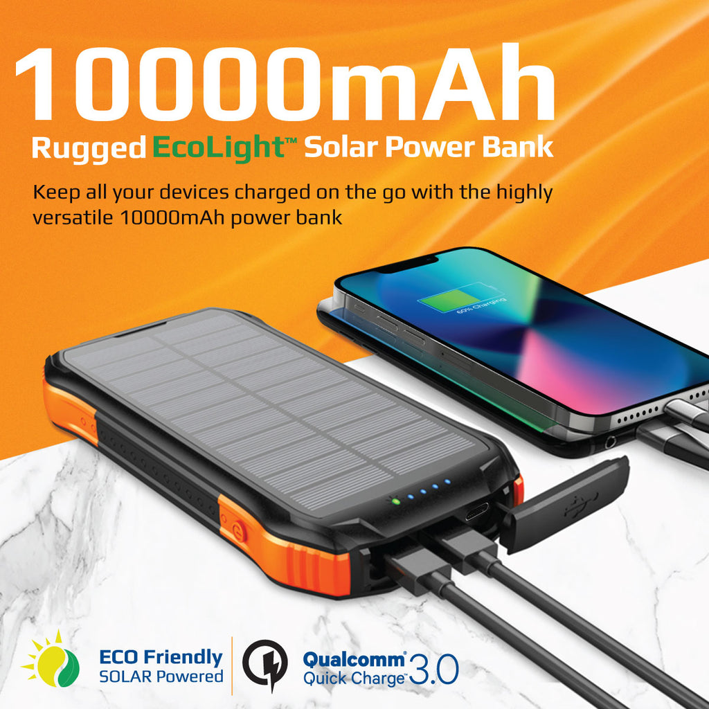 10000mAh Rugged EcoLight™ Solar Power Bank – Promate Technologies