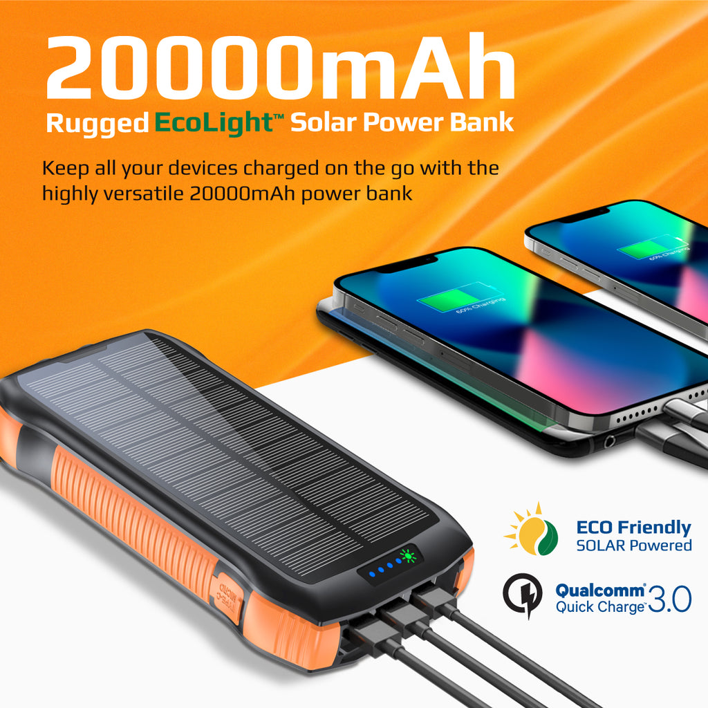 20000mAh Rugged EcoLight™ Solar Power Bank – Promate Technologies