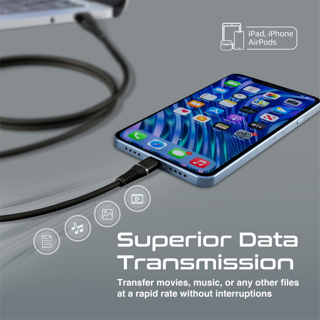 High Tensile Strength Data Sync & Charge Cable with Lightning Connecto ...