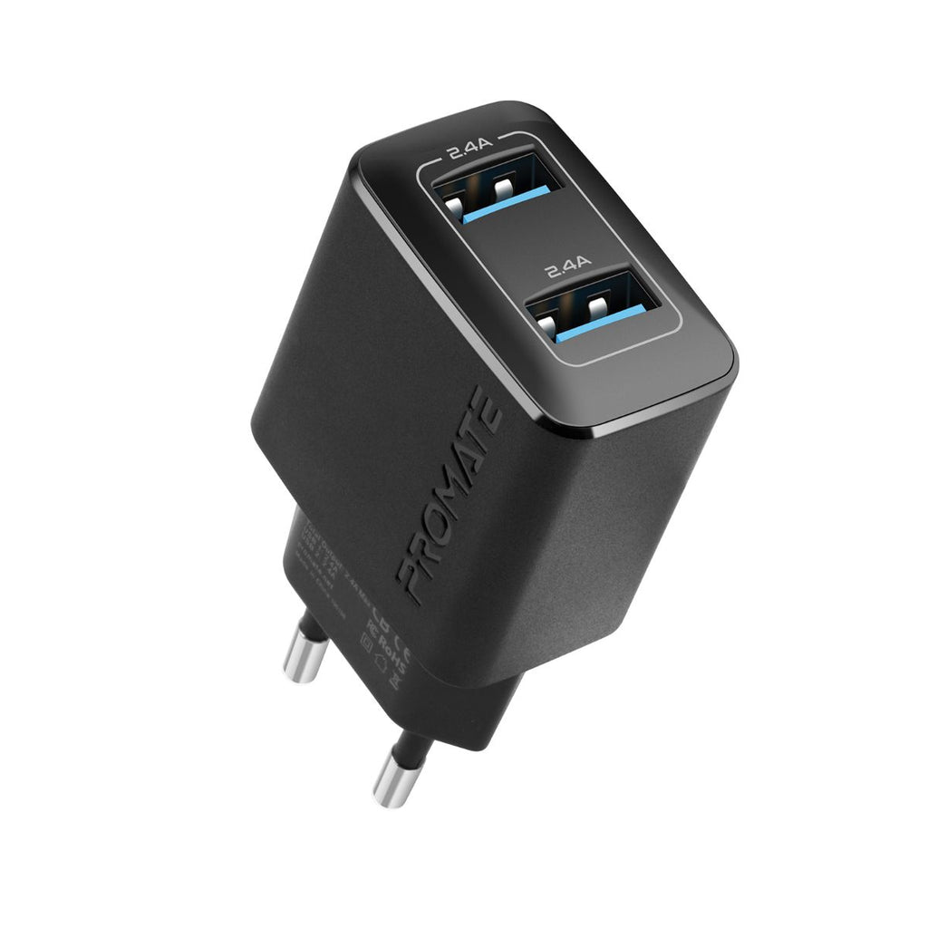 12W Wall Charger with Dual USB Ports – Promate Technologies